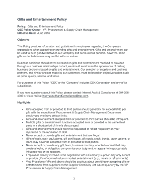 Fillable Online Accenture Gifts and Entertainment Policy Fax Email ...