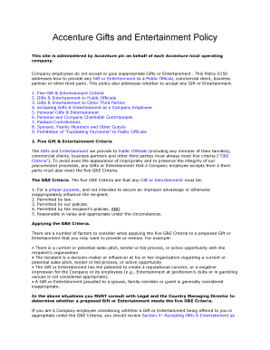 Fillable Online Accenture Gifts and Entertainment Policy Fax Email ...