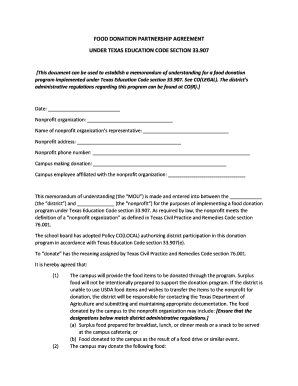 Fillable Online FOOD DONATION PARTNERSHIP AGREEMENT Fax Email Print ...