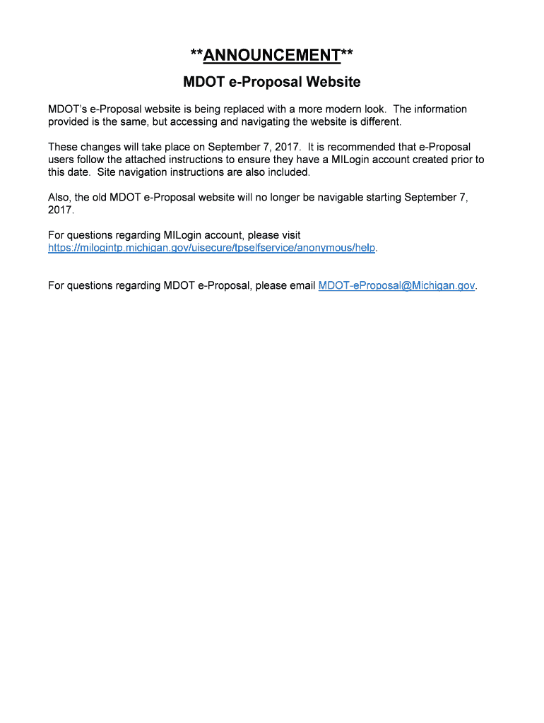 Fillable Online MDOT e-Proposal Website Fax Email Print - pdfFiller