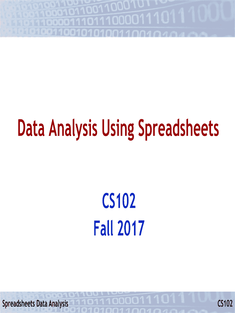 Fillable Online Data Analysis Using Spreadsheets Fax Email Print - pdfFiller