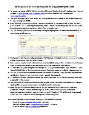 Fillable Online EIPRS (Electronic Internal Proposal Routing System) tip ...