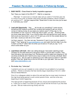 Fillable Online Freedom Revolution - Invitation & Follow-Up Scripts Fax ...