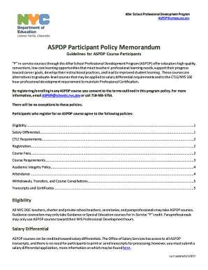 Fillable Online ASPDP Participant Policy Memorandum Fax Email Print ...