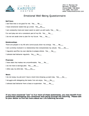Fillable Online Emotional Well-Being Questionnaire Fax Email Print ...
