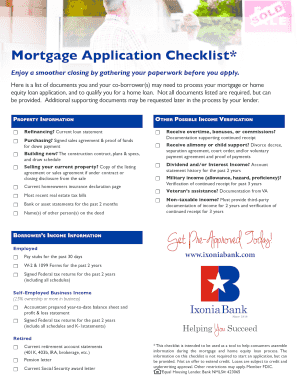 Fillable Online Mortgage Application Checklist* Fax Email Print - pdfFiller
