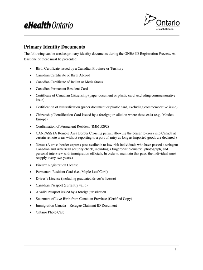 Fillable Online Primary Identity Documents Fax Email Print PdfFiller