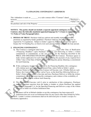 Fillable Online VA FINANCING CONTINGENCY ADDENDUM Fax Email Print ...
