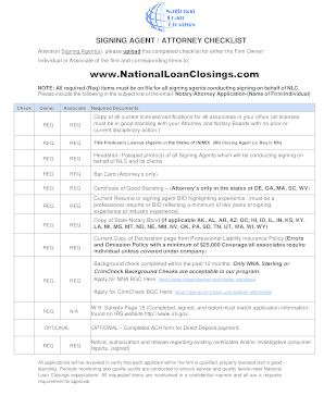 Fillable Online SIGNING AGENT / ATTORNEY CHECKLIST Fax Email Print ...