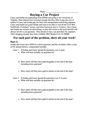 Fillable Online Buying a Car Project Fax Email Print - pdfFiller