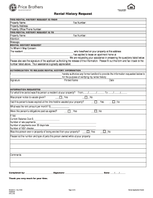 Fillable Online THIS RENTAL HISTORY REQUEST IS FROM Fax Email Print ...