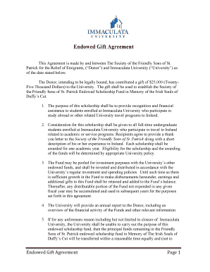 Fillable Online Endowed Gift Agreement Fax Email Print - pdfFiller