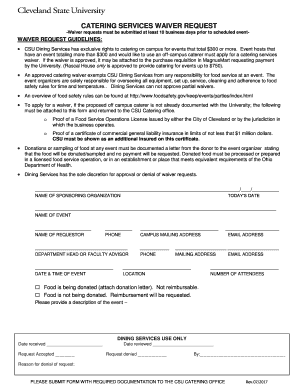 Fillable Online CATERING SERVICES WAIVER REQUEST Fax Email Print ...