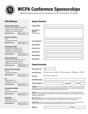 Fillable Online WICPA Conference Sponsorships Fax Email Print - pdfFiller