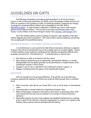 Fillable Online GUIDELINES ON GIFTS Fax Email Print - pdfFiller