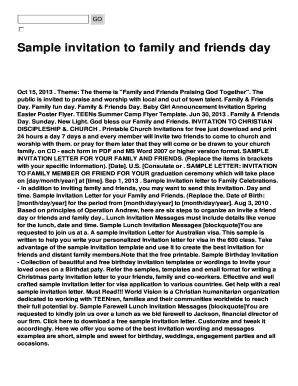Fillable Online Sample invitation to family and friends day Fax Email ...
