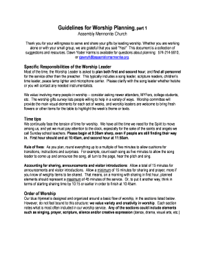 Fillable Online Guidelines for Worship Planning, part 1 Fax Email Print ...