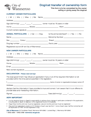 Fillable Online Dog/cat transfer of ownership form Fax Email Print ...
