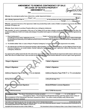 Fillable Online AMENDMENT TO REMOVE CONTINGENCY OF SALE Fax Email Print ...
