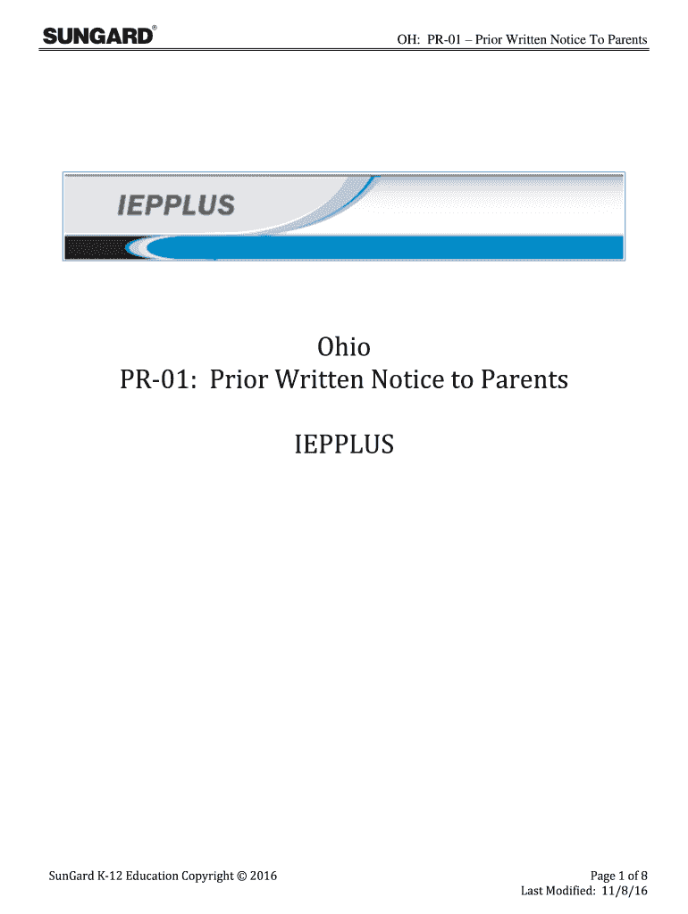 Fillable Online PR-01: Prior Written Notice to Parents Fax Email Print ...
