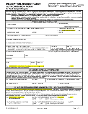 Fillable Online camper to self-administer medication Fax Email Print - pdfFiller