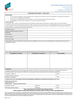 Fillable Online Reasonable Adjustment Form (A) Fax Email Print - pdfFiller