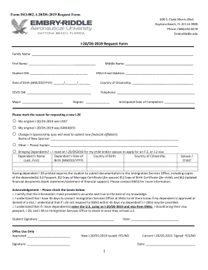 Fillable Online daytonabeach erau Form ISO-002, I-20/DS-2019 Request Form Fax Email Print ...