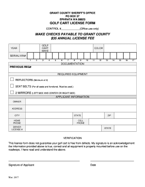 Fillable Online GOLF CART LICENSE FORM Fax Email Print - pdfFiller
