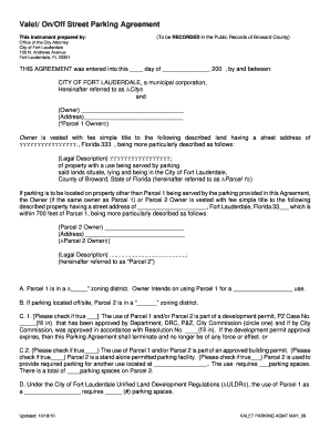 Fillable Online Valet/ On/Off Street Parking Agreement Fax Email Print ...