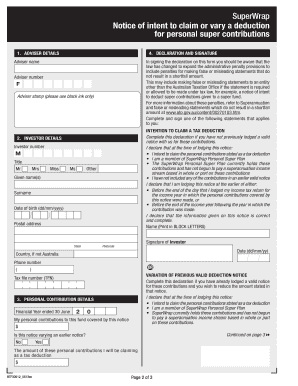 Fillable Online Personal Tax Deduction Notice Fax Email Print - pdfFiller