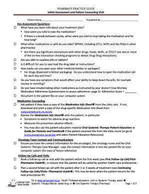 Fillable Online Initial Assessment and Patient Counseling Visit Fax ...