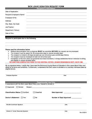 Fillable Online SICK LEAVE DONATION REQUEST FORM Fax Email Print ...