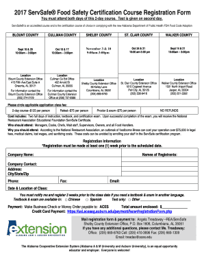 Fillable Online offices aces 2017 ServSafe Food Safety Certification ...