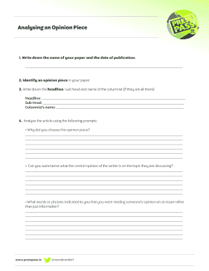 Fillable Online Analysing an Opinion Piece Fax Email Print - pdfFiller