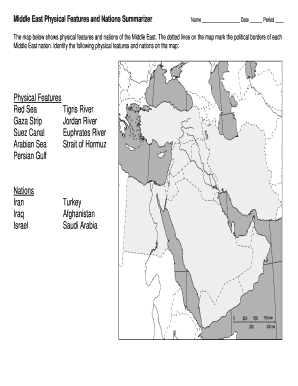Middle East Physical Features Map