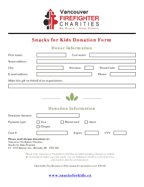 Fillable Online Snacks for Kids Donation Form Fax Email Print - pdfFiller