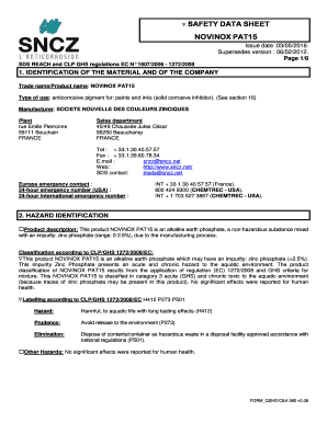 Fillable Online SDS REACH and CLP GHS regulations EC N 1907/2006 - 1272 ...