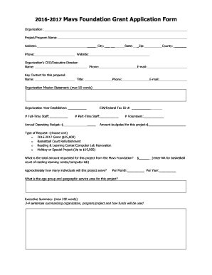 Fillable Online 2016-2017 Mavs Foundation Grant Application Form Fax ...