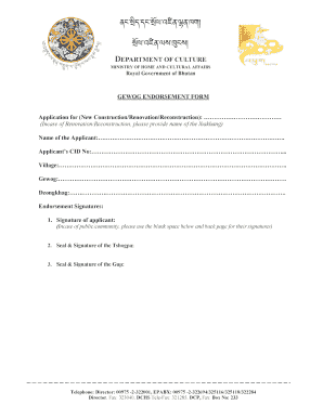 Fillable Online GEWOG ENDORSEMENT FORM Fax Email Print - pdfFiller