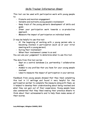 Fillable Online Skills Tracker Information Sheet Fax Email Print ...