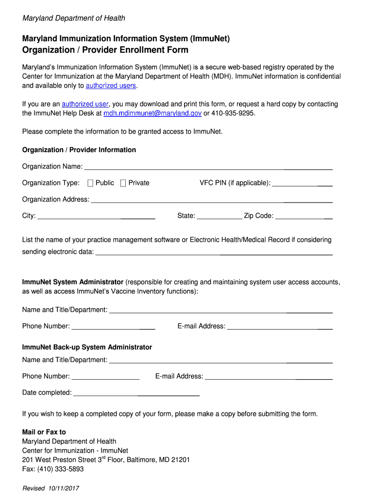 Fillable Online Organization / Provider Enrollment Form Fax Email Print ...