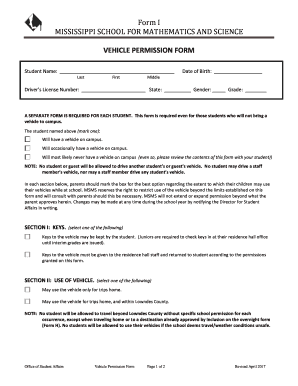 Fillable Online VEHICLE PERMISSION FORM Fax Email Print - pdfFiller
