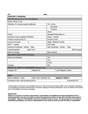 Fillable Online SELLER (the name on the Title Deeds) Fax Email Print - pdfFiller