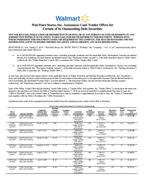 Fillable Online Announces Cash Tender Offers for Fax Email Print ...