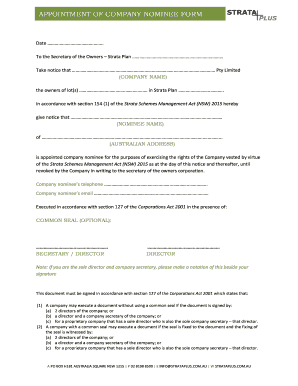 Fillable Online APPOINTMENT OF COMPANY NOMINEE FORM Fax Email Print - pdfFiller