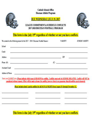 Fillable Online LEAGUE COMMITMENT & SCHEDULE CONFLICTS Fax Email Print ...