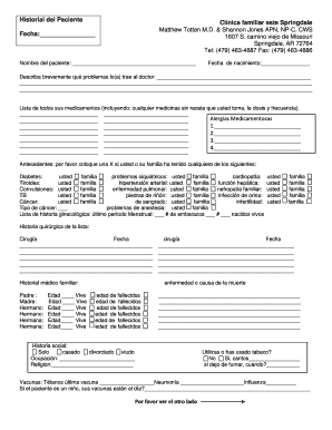 Fillable Online Historial del Paciente Fax Email Print - pdfFiller