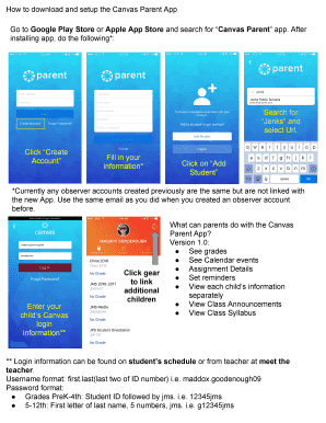 Fillable Online How to download and setup the Canvas Parent App Fax ...