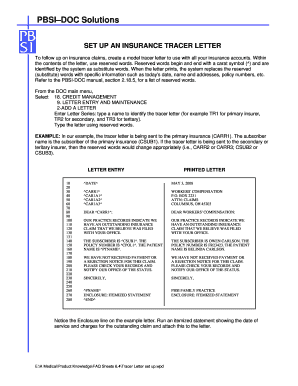 Fillable Online SET UP AN INSURANCE TRACER LETTER Fax Email Print ...
