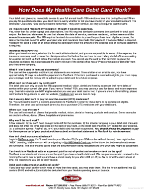 Fillable Online How Does My Health Care Debit Card Work Fax Email Print ...